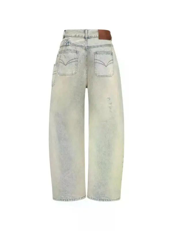 FENG CHEN WANG Pleated Distressed Jeans