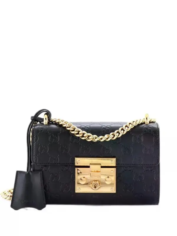 Gucci Padlock Shoulder Bag Guccissima Leather Small Crossbody Bag - Black