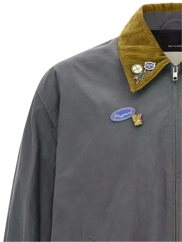 SONG FOR THE MUTE Corduroy-collar Brooch-embellished Jacket