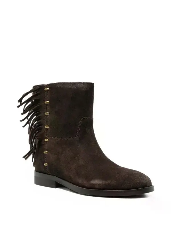 APEPAZZA Fringe-detail Studded Ankle Boots