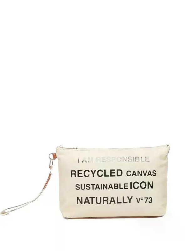 V°73 Logo-print Canvas Clutch Bag - Neutrals