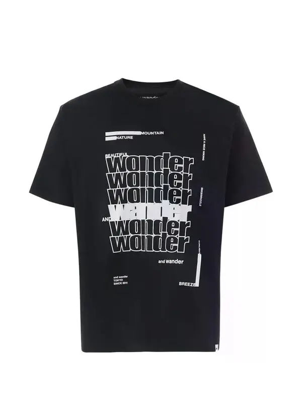 AND WANDER Logo-print Cotton-blend T-shirt