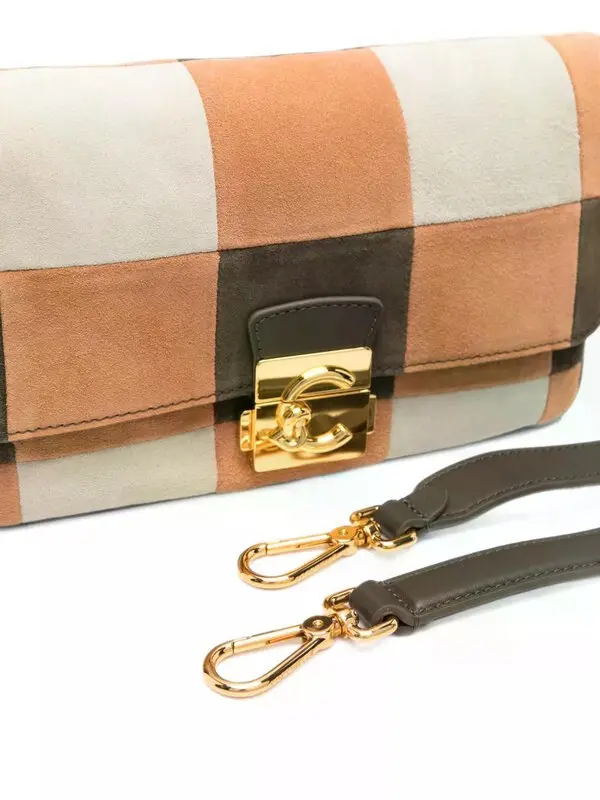 COCCINELLE C-me Lock Check-pattern Clutch Bag