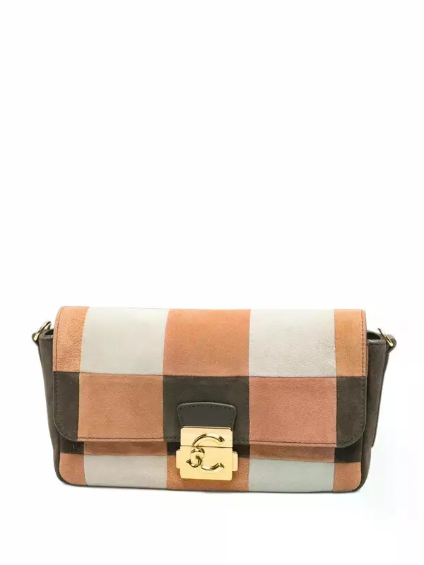 COCCINELLE C-me Lock Check-pattern Clutch Bag - Neutrals