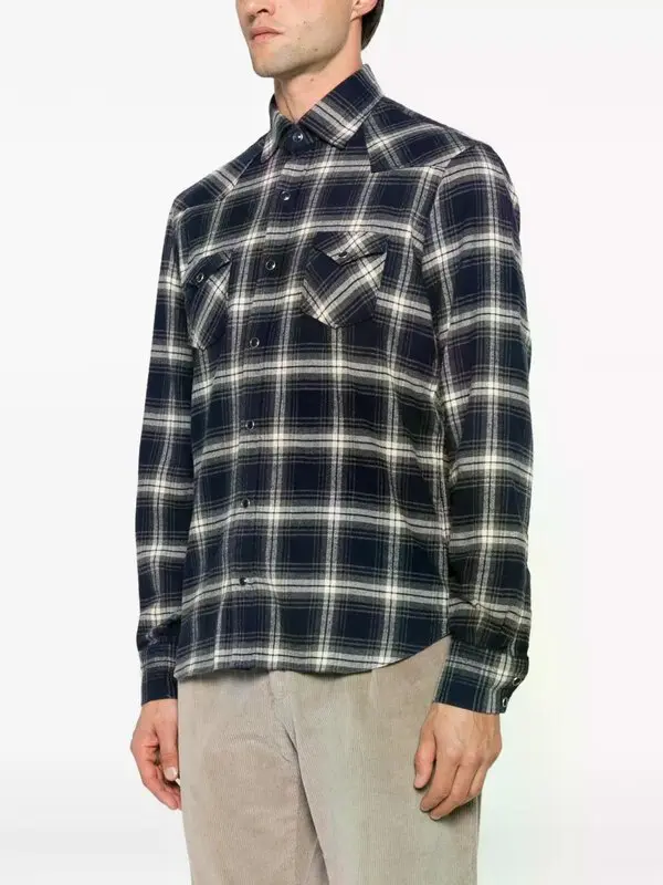 BARBA NAPOLI Check-pattern Western-style Shirt