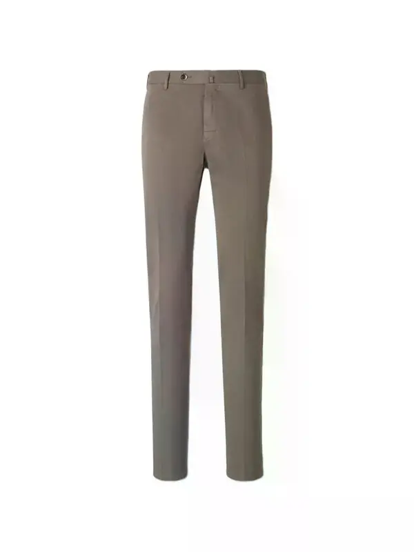 PT TORINO Logo-plaque Slim-fit Trousers - Brown