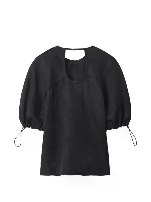 Maison Kitsuné Crinkled Puff-sleeve Top