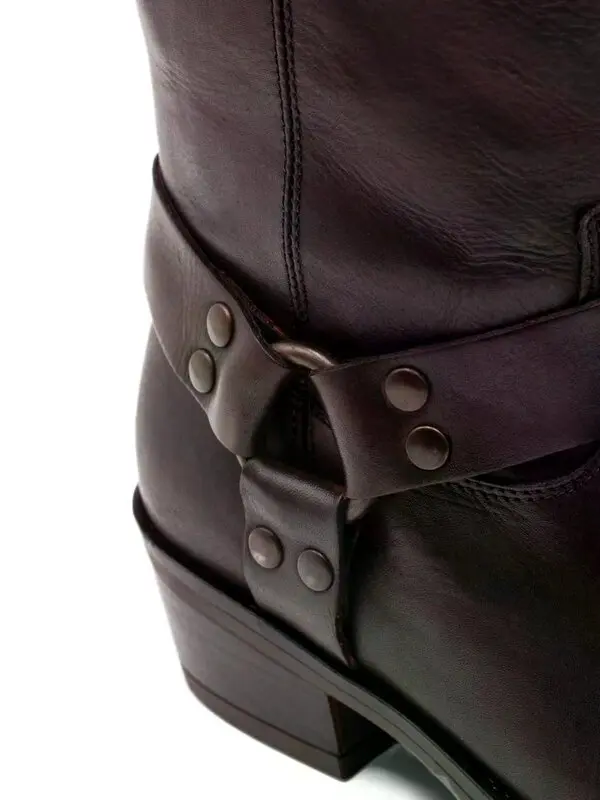 JULIE DEE Harness-detail Square-toe Boots