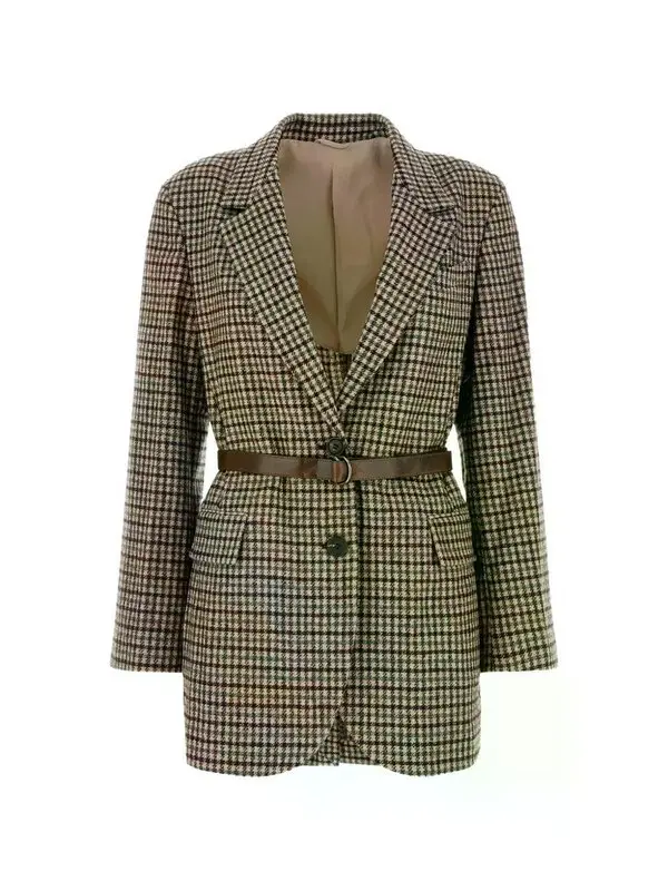 Brunello Cucinelli Madras Belted Blazer - Neutrals