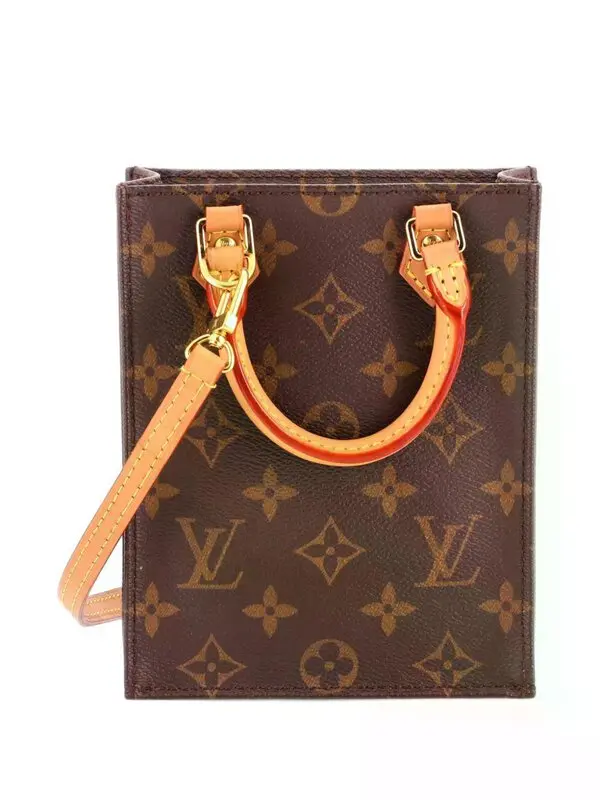 LOUIS VUITTON Petit Sac Plat Bag Monogram Canvas Crossbody Bag - Brown