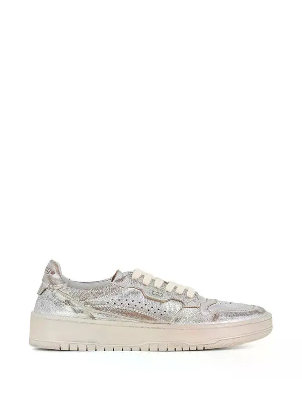 LEMARGO Metallic-effect Perforated Sneakers - Silver