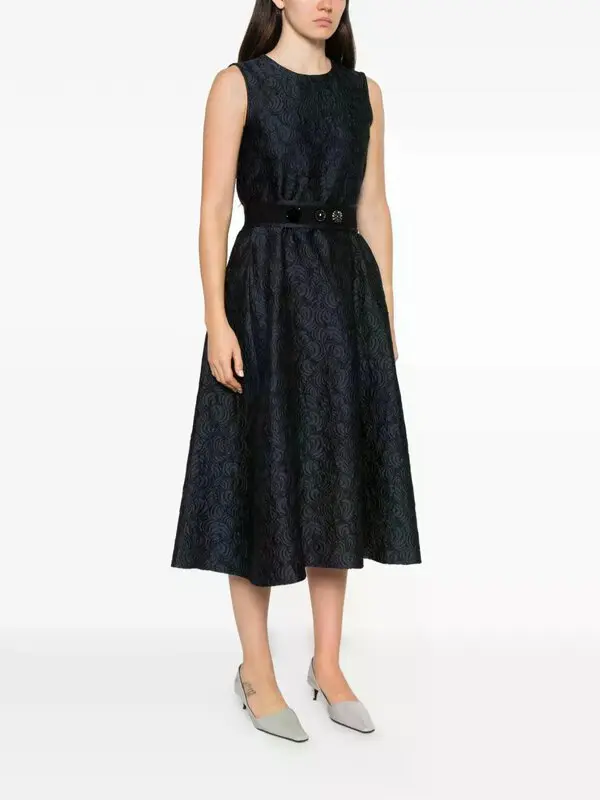 Max Mara Jacquard-woven Belted Dress