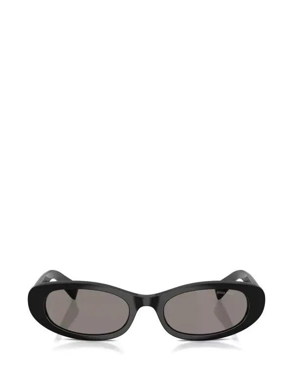 Miu Miu Logo-plaque Oval-frame Sunglasses - Black