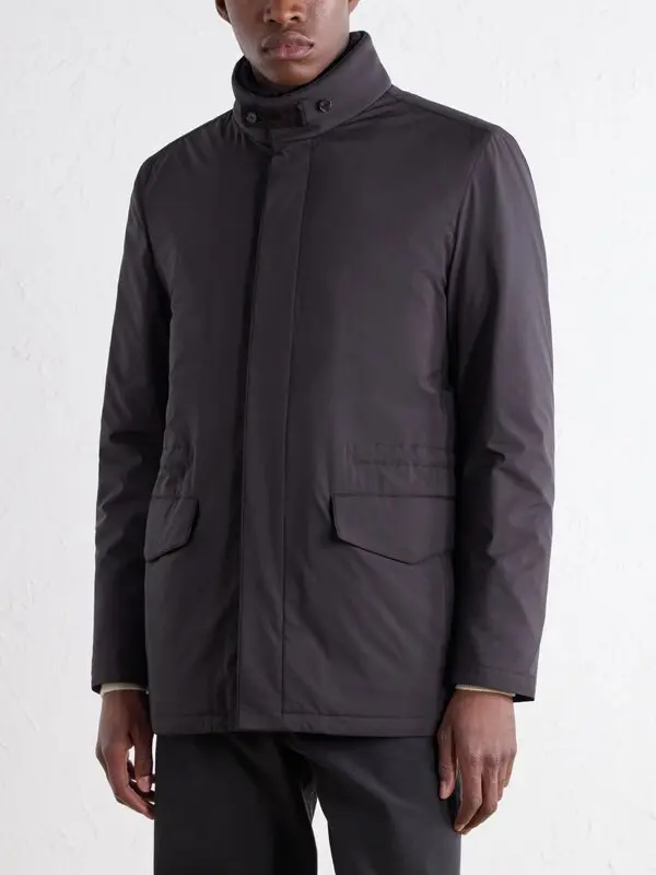 Thom Sweeney Suede And Rib-trimmed Padded Shell Coat