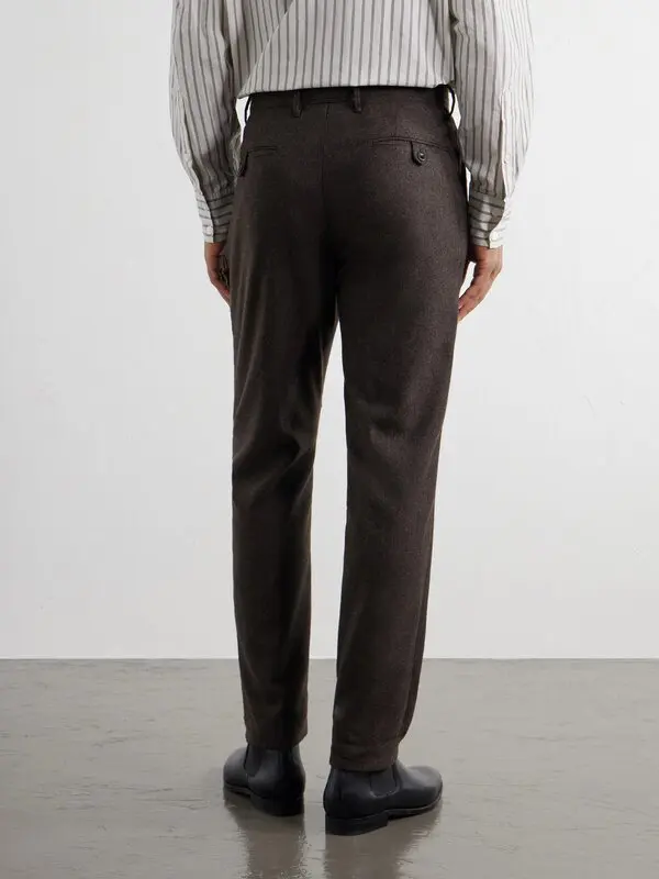 SLOWEAR Tapered Pleated Wool-blend Flannel Trousers