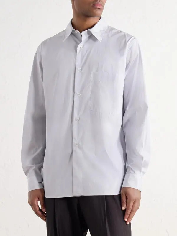 MARGARET HOWELL Point-collar Pinstriped Cotton-poplin Shirt