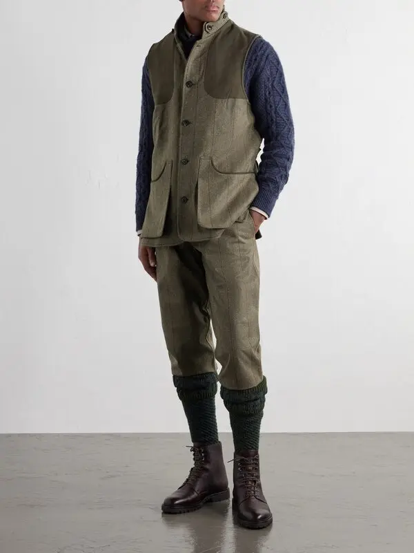 Purdey Herringbone Wool-blend Tweed Gilet