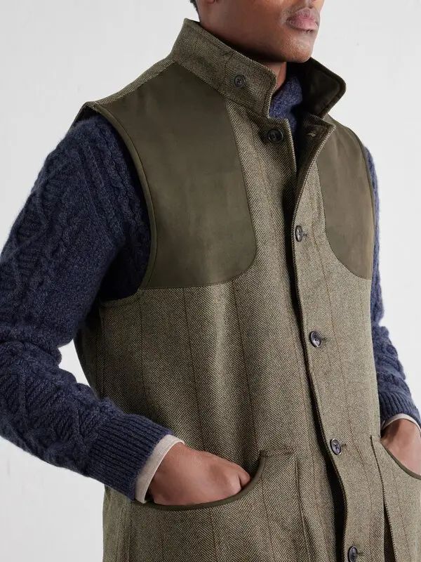 Purdey Herringbone Wool-blend Tweed Gilet