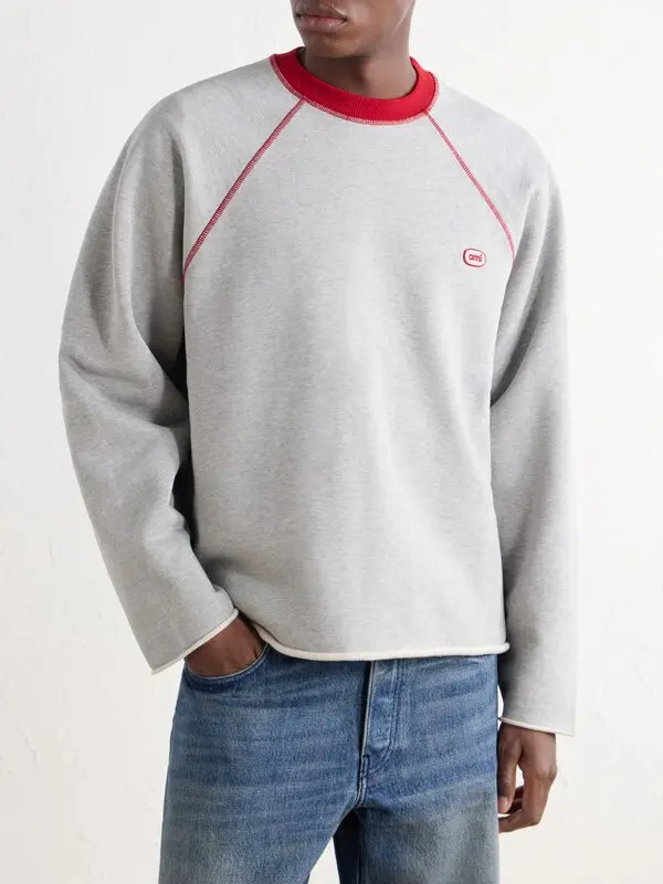 AMI Paris Logo-appliquéd Cotton-blend Jersey Sweatshirt