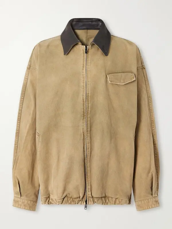 SSSTEIN Leather-trimmed Cotton-corduroy Jacket - Brown