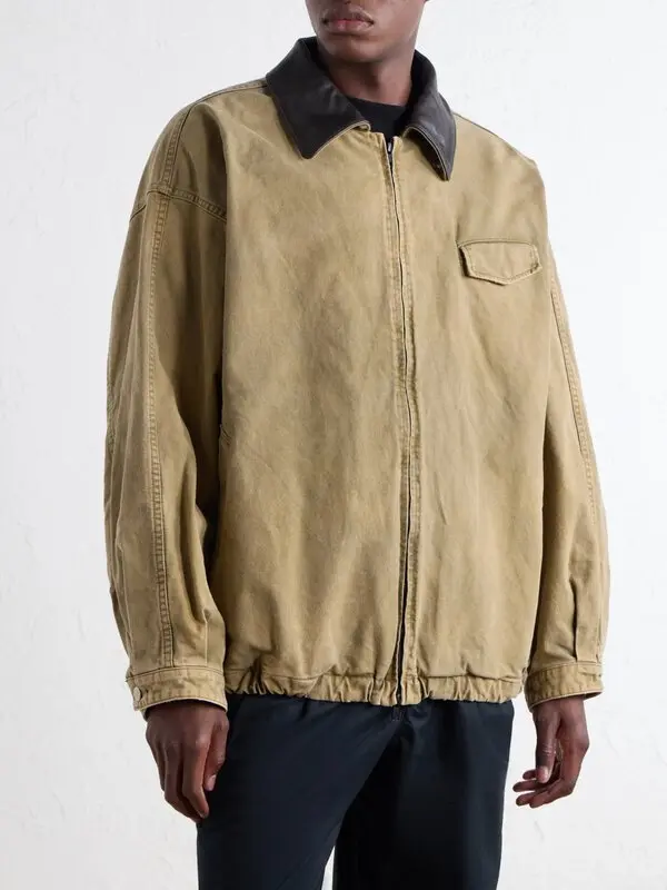 SSSTEIN Leather-trimmed Cotton-corduroy Jacket