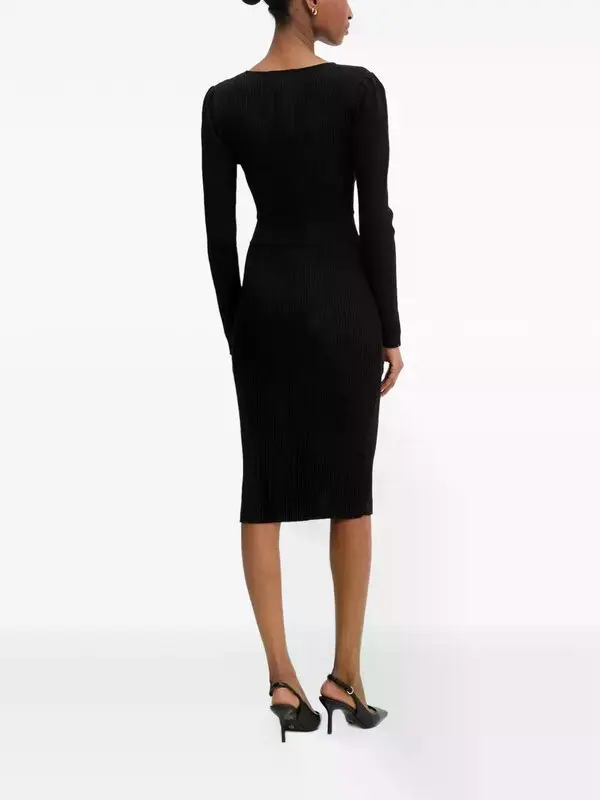 MORGAN Buckle-detail Ribbed Midi Dress