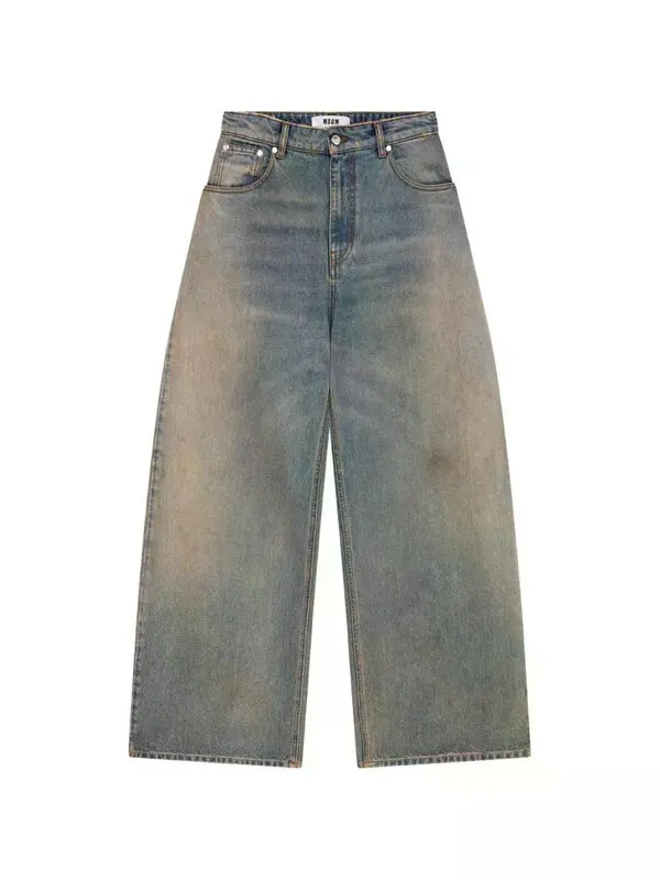 MSGM Faded Wide-leg Jeans