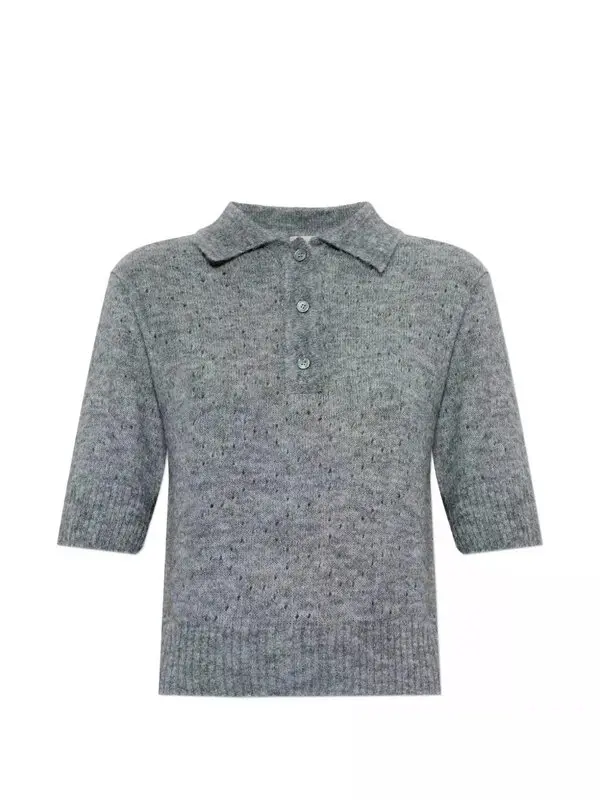 Paul & Shark Perforated-knit Polo Top - Grey
