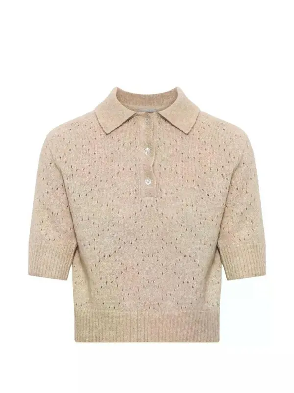 Paul & Shark Perforated-knit Polo Top - Neutrals