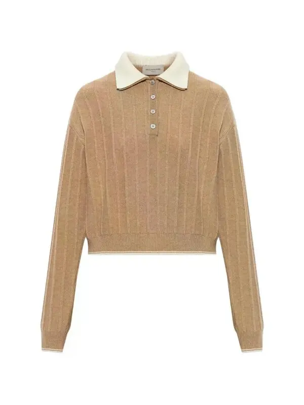 Paul & Shark Ribbed-knit Polo Top - Neutrals