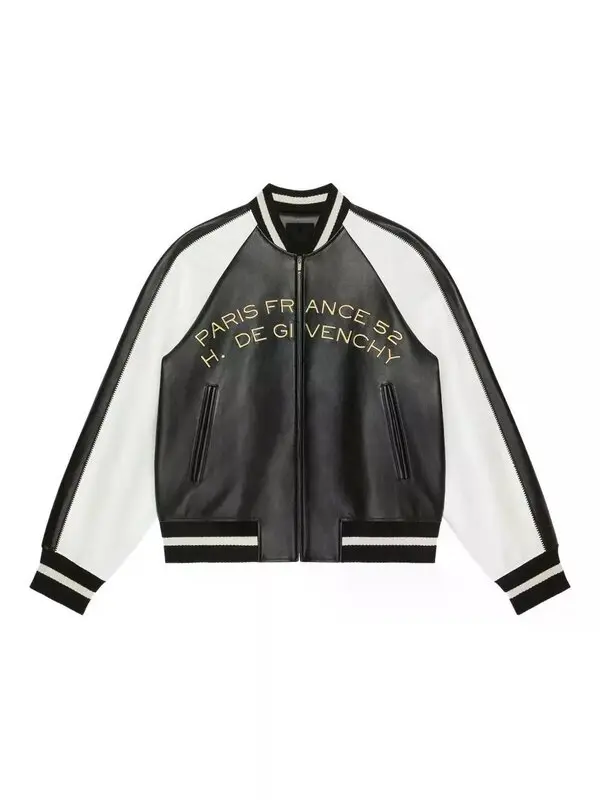 Givenchy Varsity Jacket In Nappa Leather With Chandelier And Snake Embroideries - Black