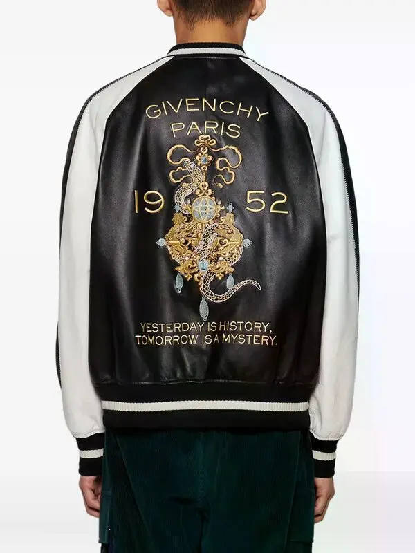 Givenchy Varsity Jacket In Nappa Leather With Chandelier And Snake Embroideries