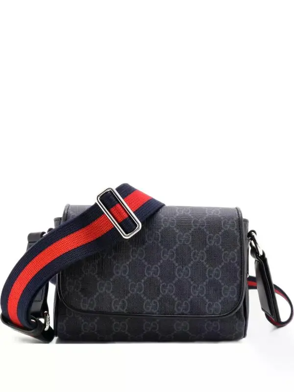 Gucci Web Flap Messenger Bag Gg Coated Canvas Super Mini Shoulder Bag