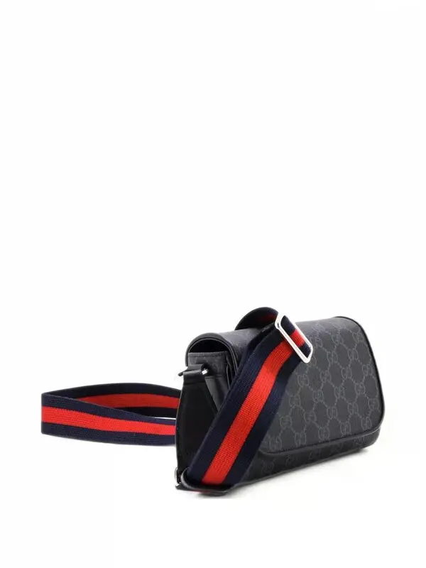 Gucci Web Flap Messenger Bag Gg Coated Canvas Super Mini Shoulder Bag