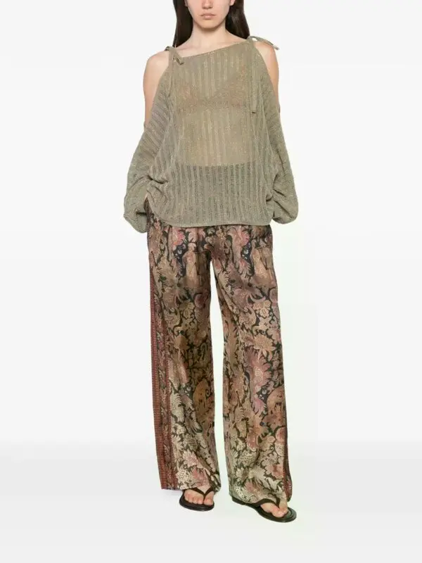 PIERRE-LOUIS MASCIA Printed Silk Trousers - Brown