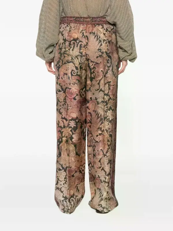 PIERRE-LOUIS MASCIA Printed Silk Trousers - Brown
