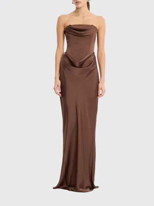 ROTATE BY BIRGER CHRISTENSEN Off-the-shoulder Draped Satin Bustier Gown