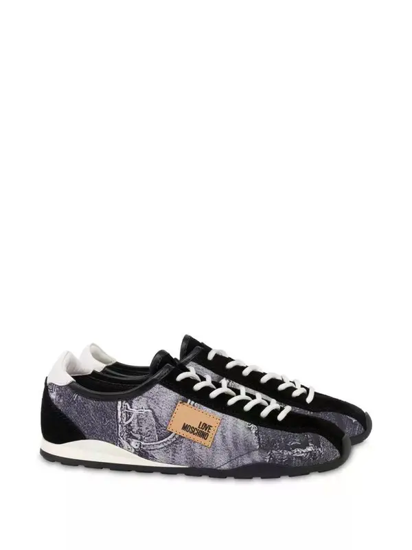 Moschino Denim-print Panelled Sneakers