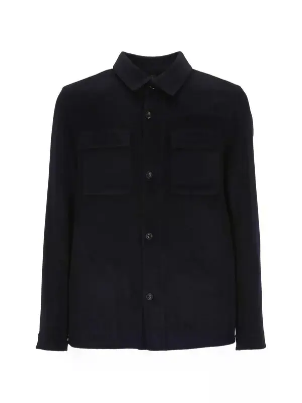 HOSIO Button-up Chest-pocket Jacket - Blue