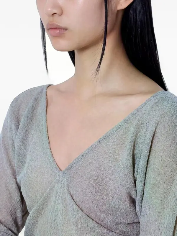 Our Legacy Sheer Gathered V-neck Top