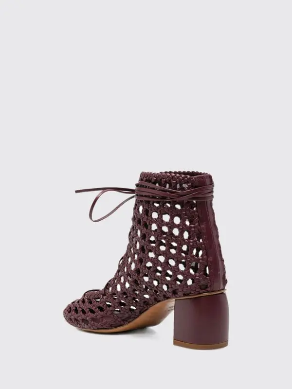 FORTE_FORTE Woven Leather Mid-heel Ankle Boots With Tie Straps
