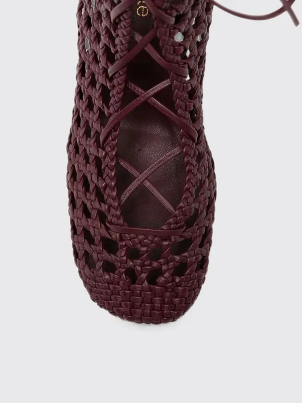 FORTE_FORTE Woven Leather Mid-heel Ankle Boots With Tie Straps