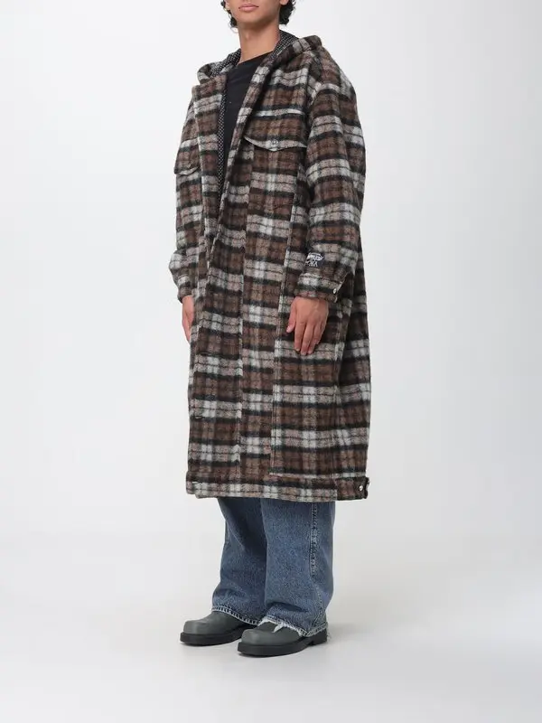 PDF Oversized Long Hooded Coat In Check Wool Blend