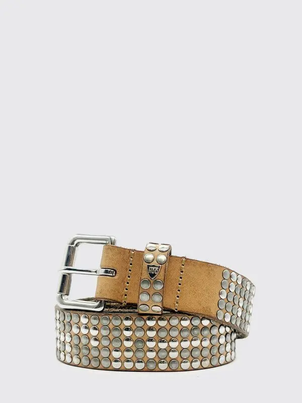 HTC LOS ANGELES Studded And Embroidered Suede Belt - Camel
