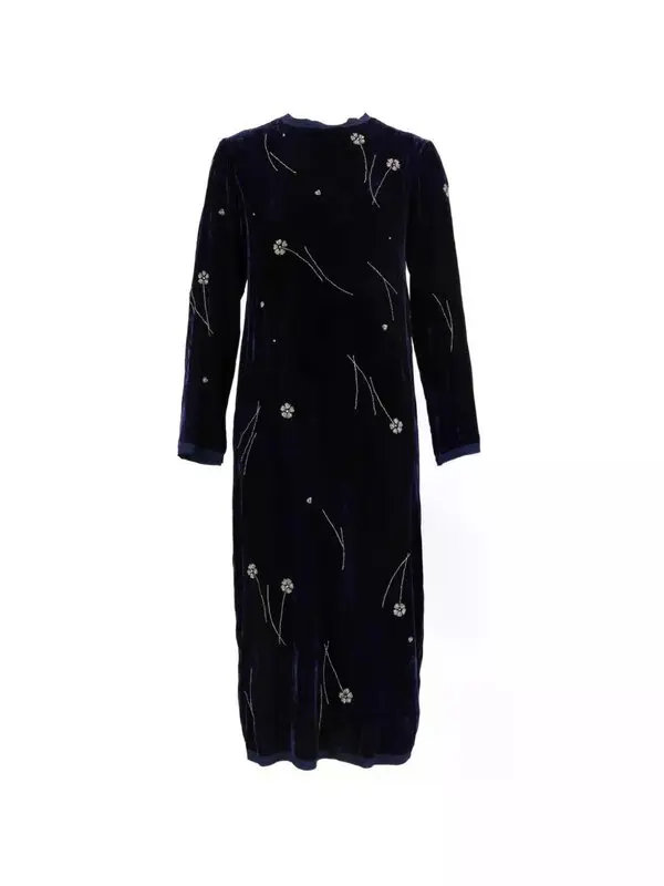 FORTE_FORTE Fleurs D'orient Velvet Midi Dress - Blue