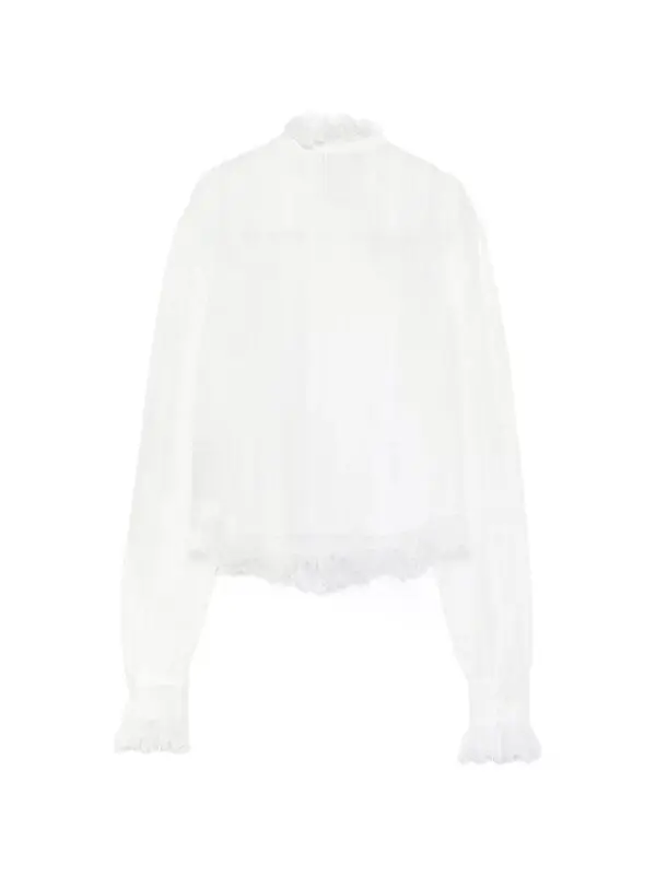 ANN DEMEULEMEESTER Ruffled Lace-trim Shirt - White
