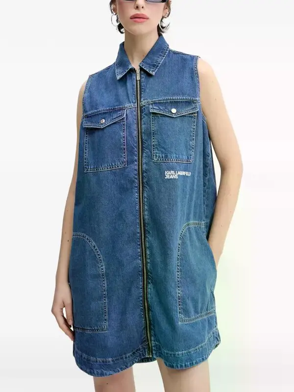 Karl Lagerfeld Sleeveless Zip-up Mini Dress