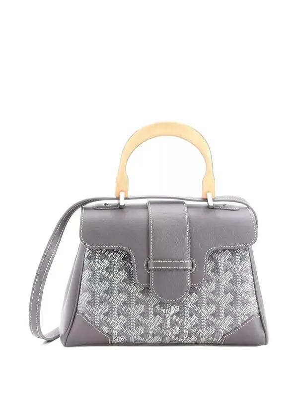 Goyard Saigon Top Handle Bag Coated Canvas With Leather Mini Shoulder Bag - Grey
