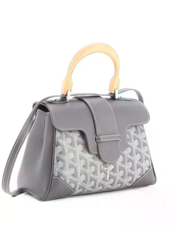 Goyard Saigon Top Handle Bag Coated Canvas With Leather Mini Shoulder Bag - Grey