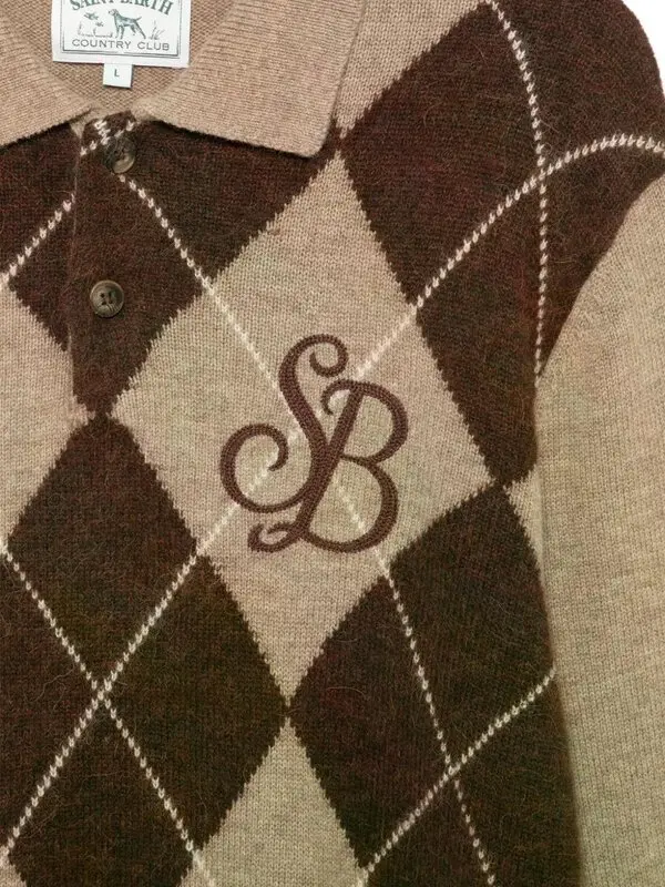 MC2 SAINT BARTH Belmont Argyle-knit Logo-embroidered Polo Shirt